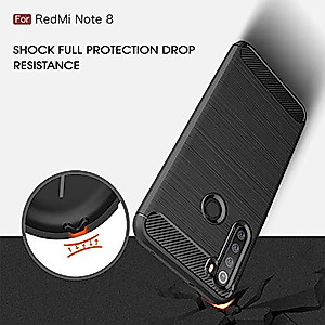 CruzerLite Xiaomi Redmi Note 8 Case, Carbon Fiber Texture Design & Leather Texture Design Back Cover Anti-Scratch Shock Absorption Case for Xiaomi Redmi Note 8 (Black)