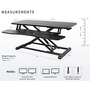VIVO 38 inch Desk Converter, Height Adjustable Riser, Sit to Stand Dual Monitor and Laptop Workstation with Wide Keyboard Tray, Black, DESK-V037KB, 38"