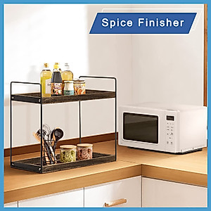 FUFUBAY 2 Tier Bathroom Countertop Organizer,Countertop Organizer,Bathroom Shelves, Counter Standing Rack,Countertop Storage Shelf,Bathroom Sink Shelf,Organizer for Cosmetics(Dark Brown)