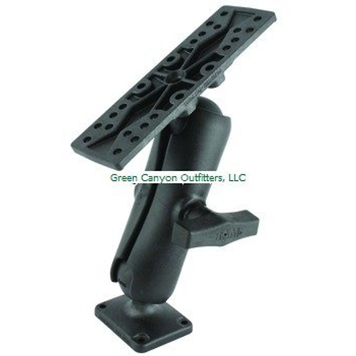 RAM Composite Double Socket Mount with 6.25" x 2" Base Plate on a 2" x 2.5" Square Base