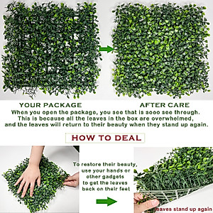 Bybeton Artificial Grass Backdrop Wall,10"x 10"(16Pcs) UV-Anti Boxwood Hedge Topiary Wall Panels for Indoor Outdoor Privacy Protected and Garden,Balcony,Privacy Fence Screen décor