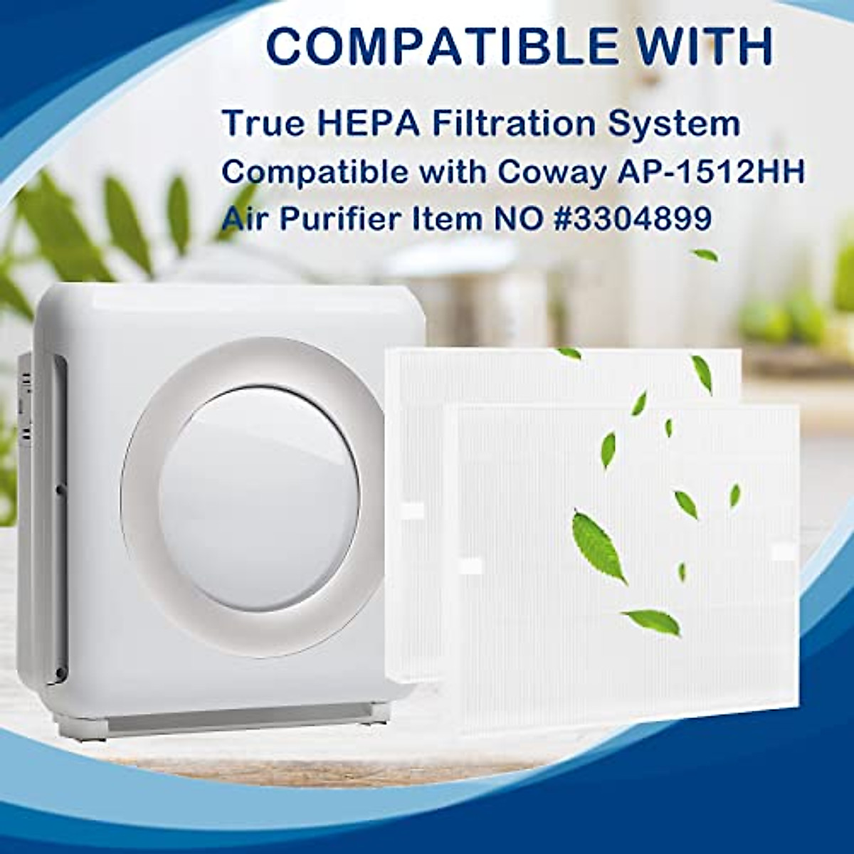 AP-1512HH True HEPA Filter Replacement Compatible with Coway AP-1512HH AP1512HH Mighty Air Purifier, AP-1512HH-FP, Item NO #3304899 2 Pack