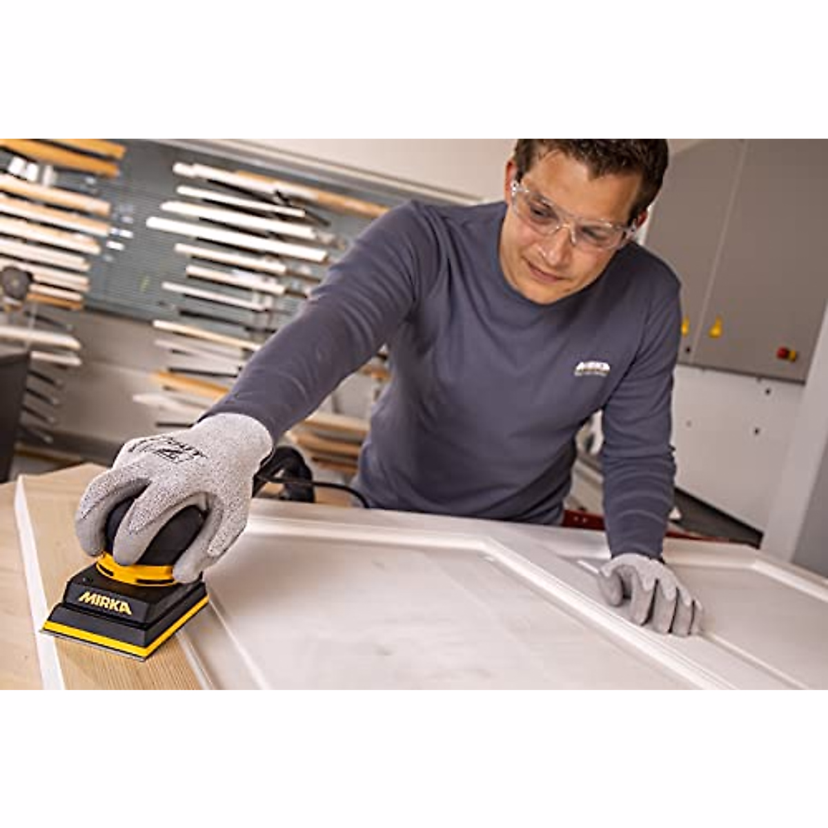 Mirka DEOS Direct Electric Orbital Sander Tool 353XCV / 3 inch x 5 inch / 3mm orbit/Dust-free Sanding / MID3530201US, Yellow, Black