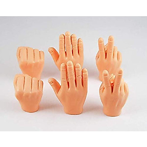 Daily Portable Tiny Finger Hands- Rock Paper Scissors 6 Pack - Little Finger Puppets, Mini Rubber Rock, Paper Scissors, Miniature Small Hand Puppet Prank from Tiktok - 2 of Each Finger Hands