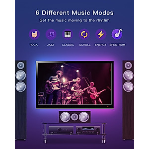 Azoula TV LED Backlight Immersion Ambient TV Strip Lights for 55-65 Inch TV HDMI 2.0 Sync Box RGB+IC Wi-Fi Backlight Music Sync TV Light, Compatible with Alexa Google Assistant App Contro