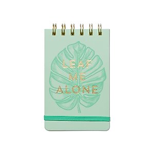 DesignWorks Ink 3.5'' x 5.75'' Vintage Sass Wire-Bound Spiral Pocket Notepad Memo Book with 80 Lined Sheets, Green Leaf Me Alone
