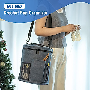 EOLIMEX Expandable Crochet Bag-Knitting Bag Yarn Storage Organizer - Yarn Bag and Crochet Tote, Yarn Holder for Crocheting, Crochet Accessories, Suppliers, Needles with Zipper Closure-Ideal Gift