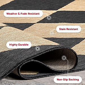 nuLOOM 7' x 9' Outdoor Performance Area Rug, Stain Resistant, Weather Resistant, High Traffic, Patio, Balcony, Outside, Sabina Dark Grey