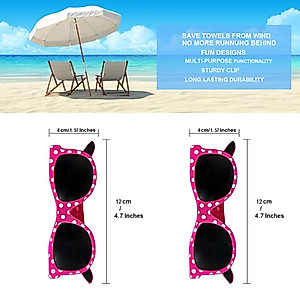 Kirmoo 2 Pieces Beach Towel Clips for Beach Pool & Cruise Chairs,Plastic Clothes Pins Beach Towel Holders Secure Clips Jumbo Set of 2 (Hot Pink Sunglasses-2 Pack)