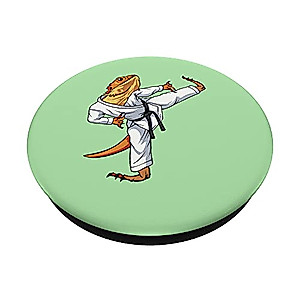 Funny Bearded Dragon Karate Reptile Pogona Martial Arts Pose PopSockets Swappable PopGrip