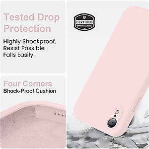 Vooii Compatible with iPhone XR Case, Upgraded Liquid Silicone with [Square Edges] [Camera Protection] [Soft Anti-Scratch Microfiber Lining] Phone Case for iPhone 10 XR 6.1 inch - Chalk Pink