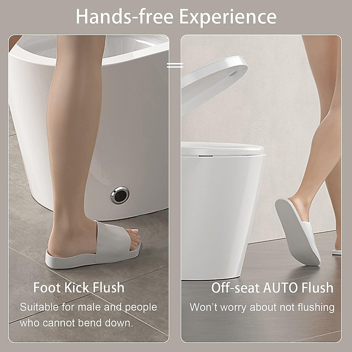 Toilet Smart Toilet Ceramic White with Heated Bidet Seat One Piece Toilet with Auto Open&Close Foot Kick Operation