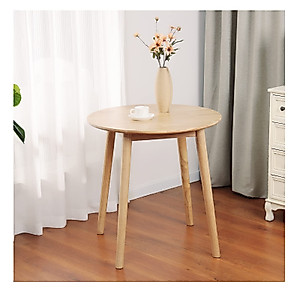 28.3" Small Round Dining Table for 2,Wooden Space-Saving Kitchen Dinner Table Rustic Wood Dining Table Mid Century Modern Kitchen Table