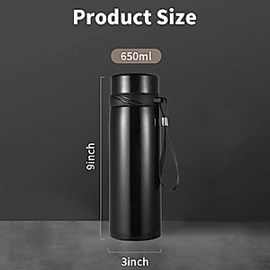 Coffee/Tea thermos, 21 Oz Smart Coffee bottle, LED Temperature Display Tea Infuser Bottle, Sports Water Bottle, Double Wall Vacuum Insulated Water Bottle, Stay Hot or Cold for 24 Hours