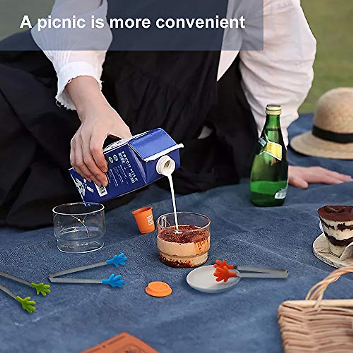 8PCS Silicone Mini Tongs, 5Inch Hand Shape Food Tongs, Colourful Small Kids Tongs for Serving Food, Ice Cube, fruits, Sugar, Barbecue by Sunenlyst (Palm sharp)