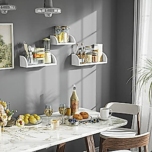 SRIWATANA White Floating Shelves, Nursery Wall Shelves Set of 3, Solid Wood Shelves for Bedroom, Living Room, Kitchen, Bathroom - White