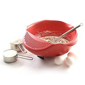 Norpro NOR-2176 Serving Bowl with Strainer , Red