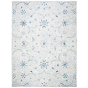 Safavieh Micro-Loop Collection 8' x 10' Light Blue/Ivory MLP506M Handmade Country Cottage Premium Wool Area Rug