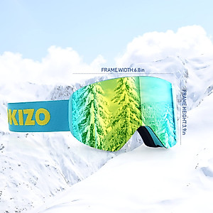 Dizokizo Ski Goggles Anti Fog 100% UV Protection Dual Detachable Lens Snowboard Goggles for Men Women Youth REVO Gold