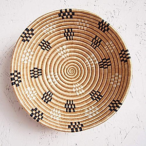 African Basket- Rugombo/Rwanda Basket/Woven Bowl/Sisal & Sweetgrass Basket/Tan, Black, White