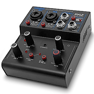 Pyle Professional Wireless DJ Audio Mixer - 2-Channel Bluetooth DJ Controller Sound Mixer w/USB Audio Interface, Combo Jack Microphone/Guitar XLR+6.35mm, 3.5mm Stereo In, Headphone Jack - PAD22MXUBT