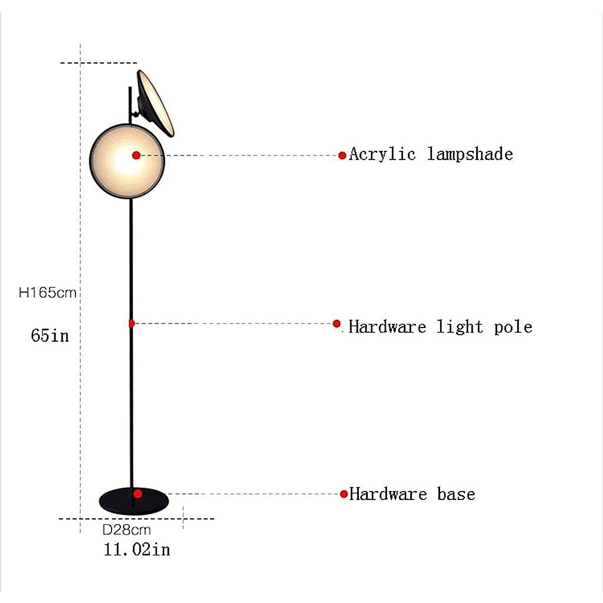 Floor Lamp for Bedroom Standing Lamp LED Industrial Floor Lamp Standing Lamp with 2 Adjustable Heads, Rustic Tall Stand Up Lamps for Living Room Bedroom Standing Light