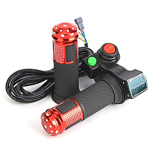 1 Pair E-Bike Thumb Throttle, Universal LED Voltage Display Throttle for 12-99V Ebike Scooter Throttle Ebike Ebike Throttle with Reverse Electric Scooter Grips