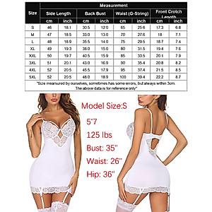 Avidlove Womens Lingerie Teddy Bodysuit with Garter Belt Lace Babydoll Full Slips No Stockings (White1, L)