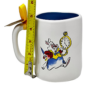 Rae Dunn Princess Inspired Ceramic Coffee/Tea Mugs (I'm Late I'm Late/Blue Interior)