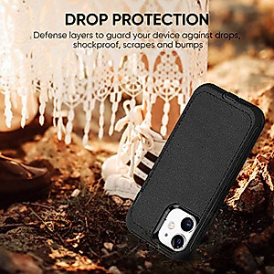 CAFEWICH Compatible with iPhone 12 Case/iPhone 12 Pro Case 6.1-Inch (2020), Heavy Duty Defender 3-Layer Rugged Shockproof Drop Protective Cover Phone Cases for iPhone 12/12Pro,Black