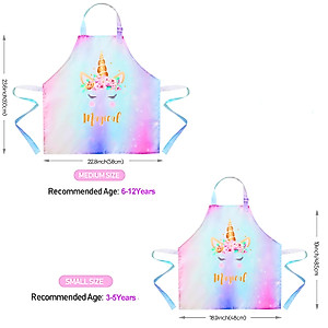 Sylfairy Aprons for Kids Girls Rainbow Unicorn Apron Children Kitchen Chef Aprons Smock (Unicorn B, Small,3-5Years)