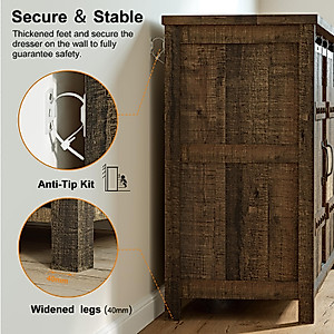 REAHOME Buffet Cabinet with Storage, 48" Sideboard Buffet Cabinet with Sliding Barn Doors & 3 Drawers, Farmhouse Wood Coffee Bar Cabinet Buffet Table for Kitchen, Dining Room, Rustic Brown