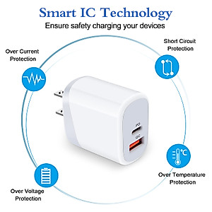 Pixel 8 7 Fast Charger Block, 2-Pack 20W Dual Port USB C Charger Box Type C Wall Charger Plug Power Adapter for Google Pixel 8 Pro 7a 7 Pro 6a 6 Pro 5 4a XL, iPhone 15 14 13 12 Pro Max, Samsung Galaxy