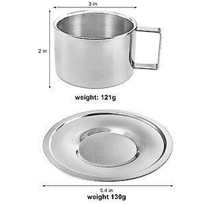 ZENFUN 4 Pack 6.8 Oz Stainless Steel Coffee Cups Set Espresso Cups, Double Walled Coffee Mugs Drinkware for Latte, Cappuccino, Milk, Tea