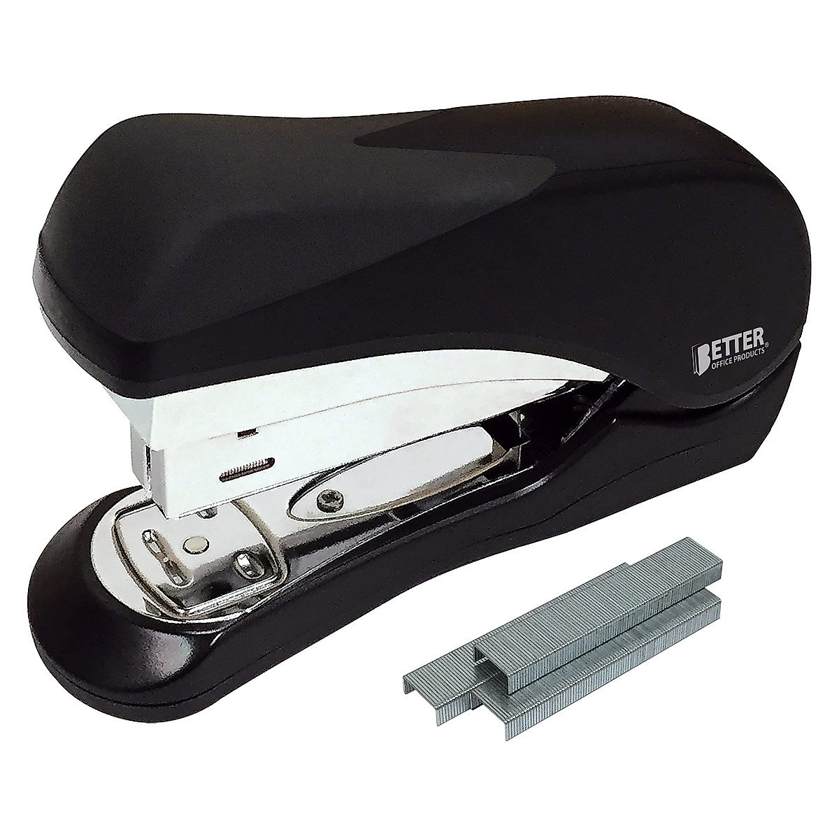Better Office Products Heavy Duty Easy Grip Stapler, Effortless, with 1,000 Regular 1/4" Staples, High Capacity Compact Palm of Your Hand Size, Ergonomic Soft Grip