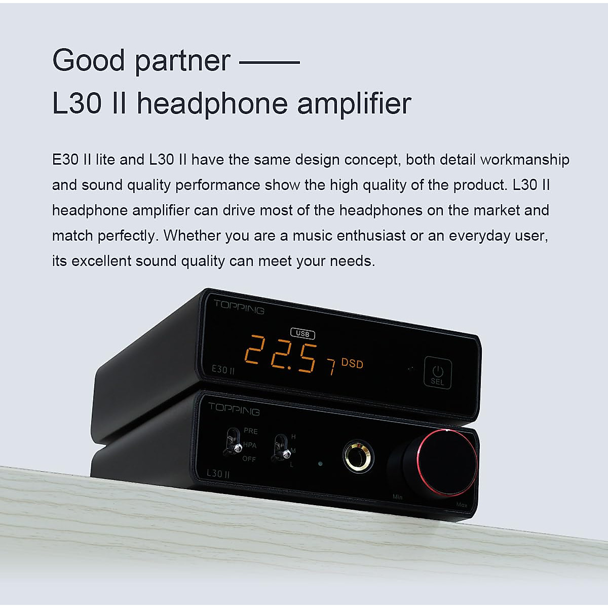 Topping E30II Lite AK4493S DAC Hi-Res Audio XMOS AU208 Touch Operation Preamp Decoder (Black)