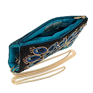Mary Frances Peacock Pride Beaded Crossbody Phone Bag, Multi