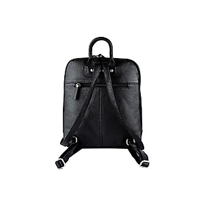 Zinda Genuine Leathers Unisex City Backpack Tablet Compatible Multiple Pockets Bookbag Satchel Daypack (Black)