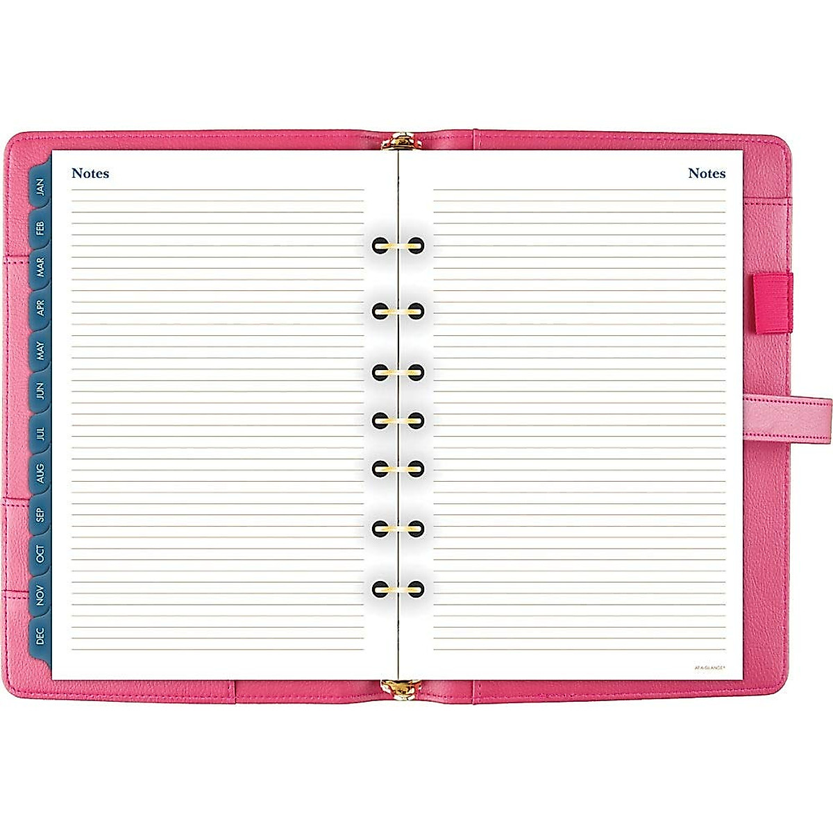 AT-A-GLANCE Faux Leather Undated Starter Set, 7-Ring, 5-1/2" x 8-1/2", Desk Size, Fashion, Raspberry (DR1118-040-27)