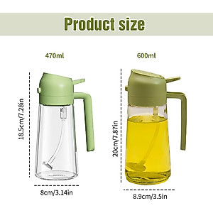 Generic 2024 Upgrade 600ml/20oz 2-in-1 Glass Injector & Dispenser Large Olive Oil Dispenser Bottle for Cooking, Air Fryer, Frying, Grilling (Black, 470ml)