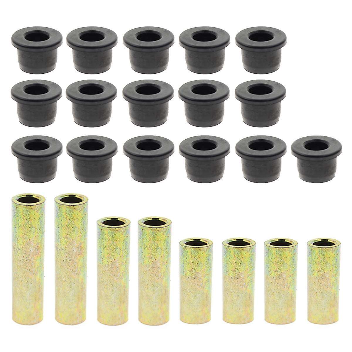 Front Lower Spring + Front Upper A Arm Suspension for Club Car DS Bushing Kits by Carbhub, Replace Urethane Bushings 1016346, Inner Bronze Sleeve 1016349, Outer Bronze Sleeves 1016350