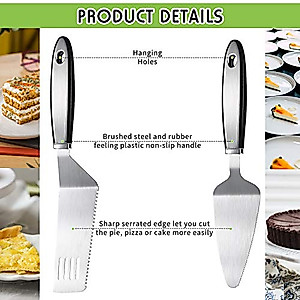 2 Pieces Stainless Steel Pie Server Set Cake Cutter Serrated Spatula Pizza Tart Dessert Slicer for Cutting and Serving Desserts Brownies Lasagna