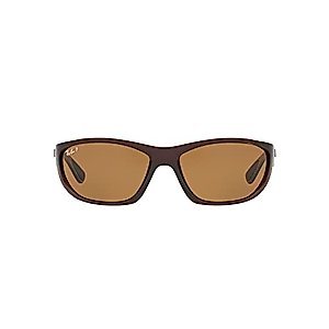 Ray-Ban RB4188 Wrap Sunglasses, Shiny Brown/Brown Polarized, 63 mm