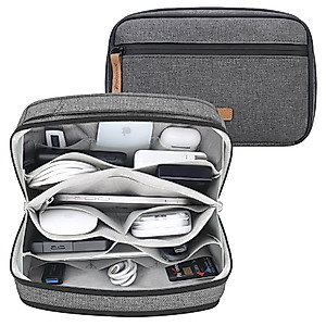 Lacdo Electronic Organizer Accessory for MacBook Charger, Cables, Power Bank, Hard Drive, Travel Cords, SD Card, Water-resistant Storage Bag with Card Slots for Memory Card, Gray