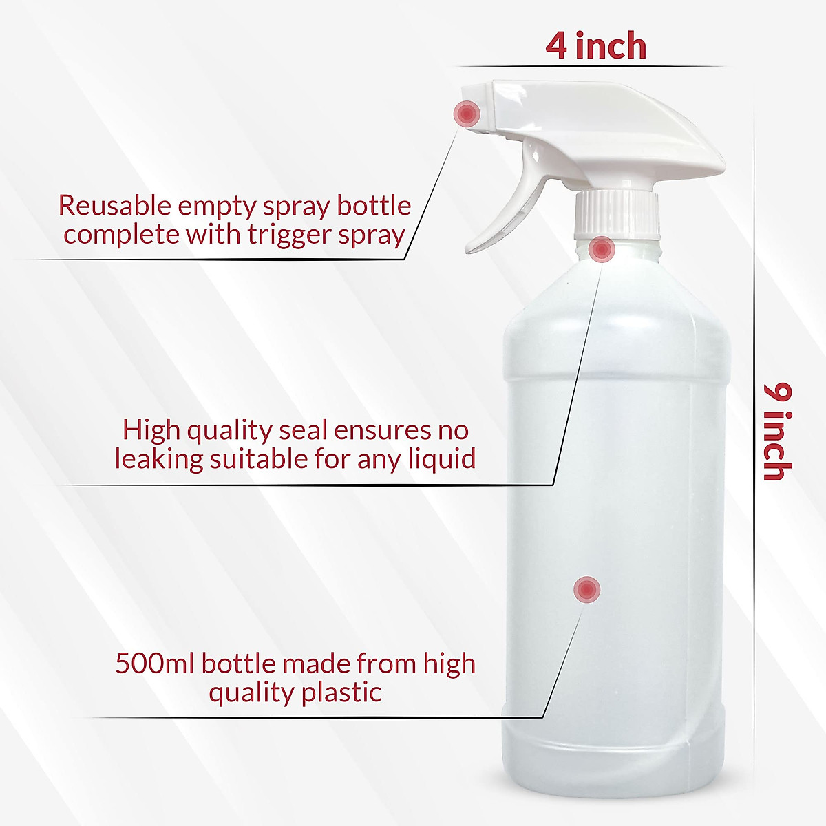 SPRAYZ Large 16oz Spray Bottles For Cleaning and Gardening, Plants, Water, Durable Trigger Sprayer, Refillable, Natural HDPE Plastic Bottle (2-Pack)