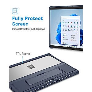 ProCase Case for Surface Pro 8, Rugged Protective Cover with Built-in Hand Strap Compatible with Type Cover Keyboard for 13.0" Microsoft Surface Pro 8 2021 Release –Navy