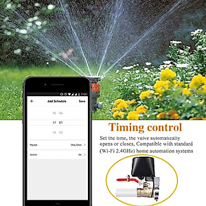 Jinvoo upgraded version smart water valve closing, Wifi water valve, automatic ball valve watering timer, sprinkler controller, wireless gas shut-off valve controller, compatible with Alexa, Google