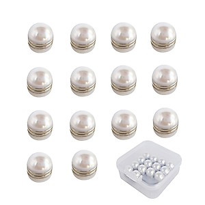 Toeloioh 14 Set Wedding Veil Weights Magnetic Pearls, Pearl Magnet for Wedding Dress Decoration, Double-sided Artificial Pearl Magnetic Button
