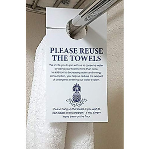 Towel Reuse Door Hanger, Card for Home, Office, Hotels and Hospitality (Pack of 100)