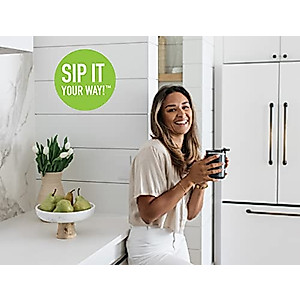 REDUCE Travel Coffee Mug, 18 oz - Insulated Mug for Hot Tea, Coffee and Other Hot Drinks - With Flo-Motion Lid and Handle - Single-Serve and Cupholder Friendly - Stone